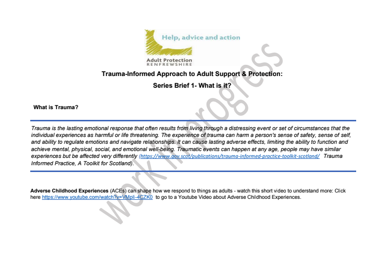 Trauma-informed approach to Adult Support and Protection: What is it ...
